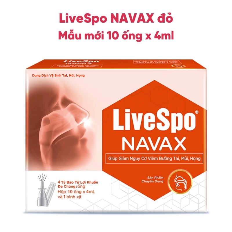 LiveSpo NAVAX màu đỏ, giúp giảm viêm đường tai, mũi, họng và nghẹt mũi