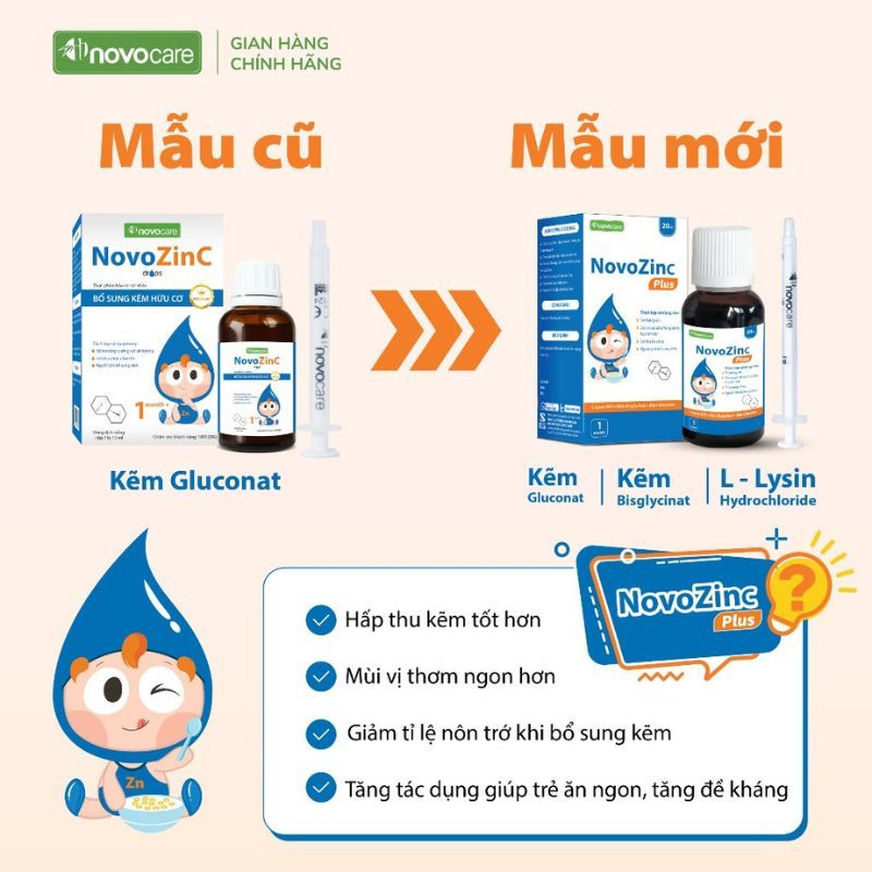 Kẽm NovozinC - Bí quyết giúp bé ăn ngon, tiêu hóa tốt (lọ 15ml)