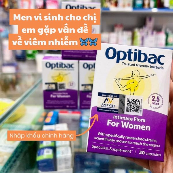 Optibac Tím - Men phụ khoa cho phụ nữ (hộp 30 viên), bảng nhập khẩu