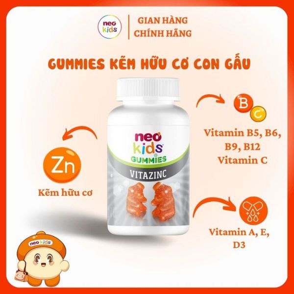 Kẹo dẻo Neo Kids Gummies VitaZinC Giúp Bé Ăn Ngon, Tiêu Hoá Tốt