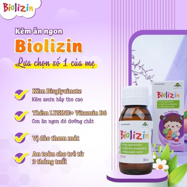 Kẽm hữu cơ Biolizin 50ml - Giải pháp giúp bé ăn ngon khoẻ mạnh