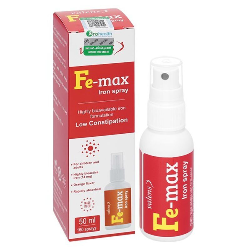 Sắt xịt Fe Max - Bổ sung sắt hữu cơ dạng xịt, ngừa thiếu máu hiệu quả