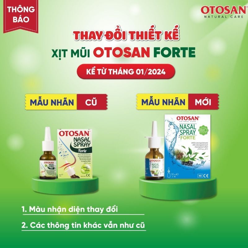 Xịt mũi người lớn Otosan Nasal Spray Forte giúp hết tắc nghẹt mũi, sổ