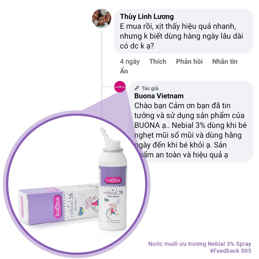 Dung dịch xịt mũi Nebial 3% spray nasale/ Nebianax 3% spray nasale