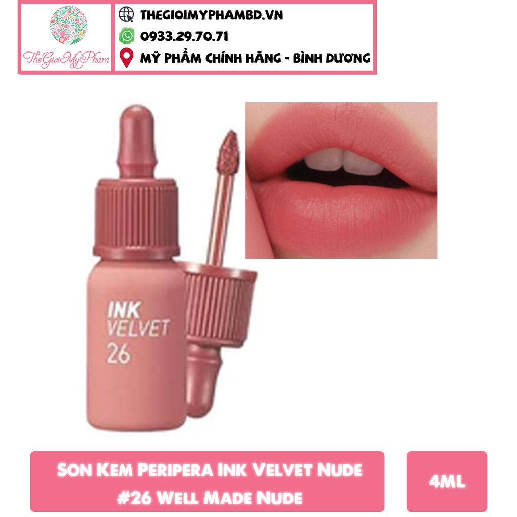 Son INK Velvet Nude Peripera #26[Màu 24-28] Son Kem Peripera Ink Velvet Nude 4g #26 Well Made ...