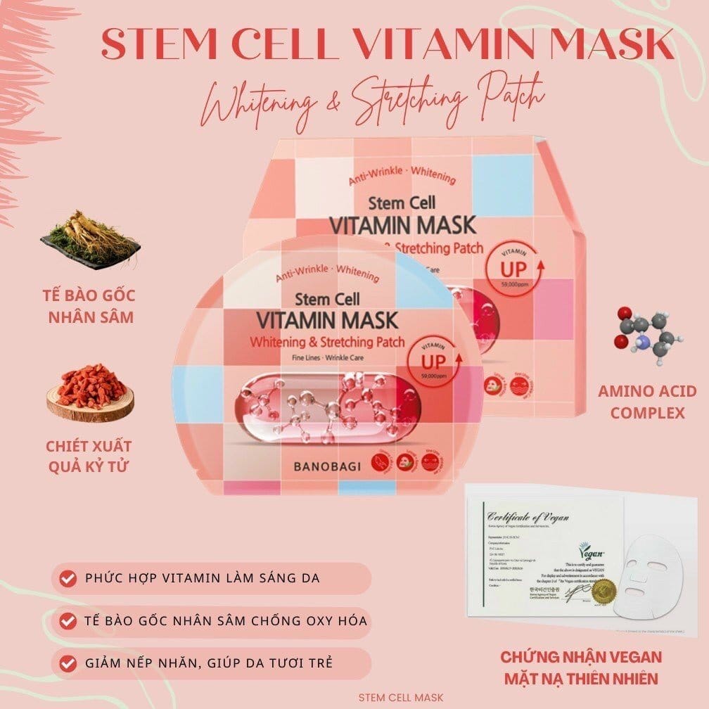 Mặt Nạ Banobagi Stem Cell Vitamin Mask 30g #Stretching PatchMặt Nạ Banobagi Stem Cell Vitamin ...