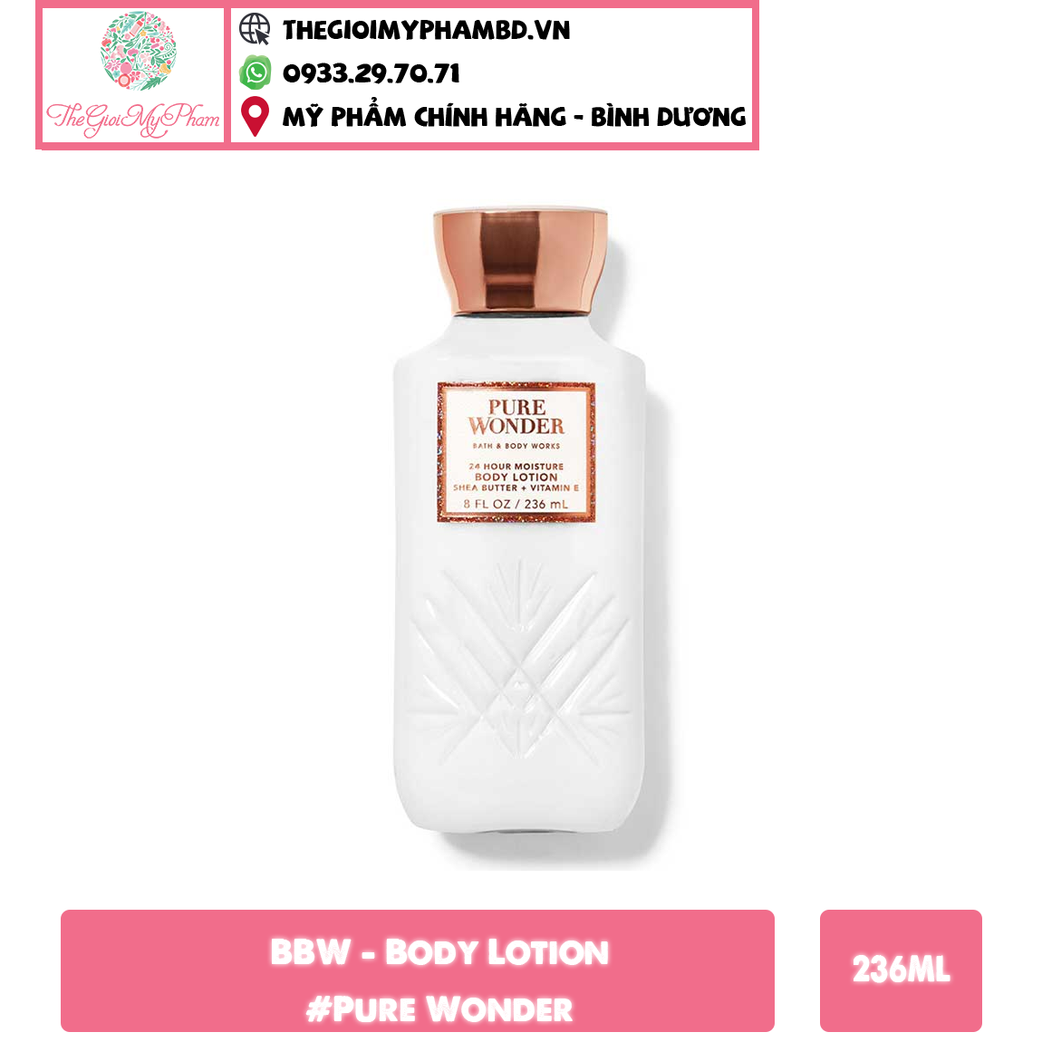 BBW - Body Lotion 236ml #Pure Wonder (Mẫu mới)BBW - Body Lotion 236ml # ...