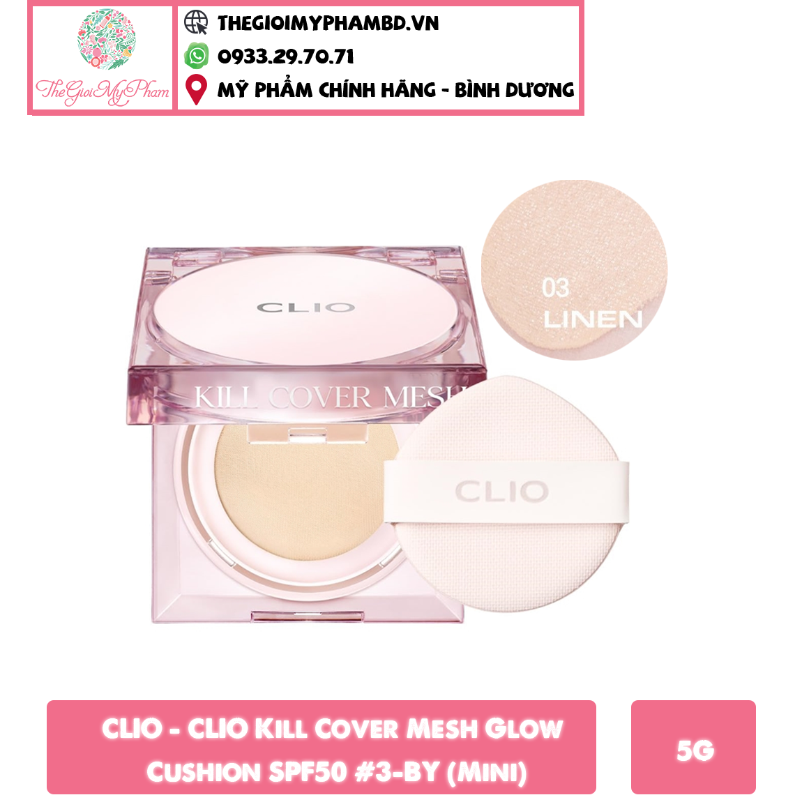 (Mini Size) Phấn Nước Che Phủ Clio Kill Cover Mesh Glow Cushion #3 ...