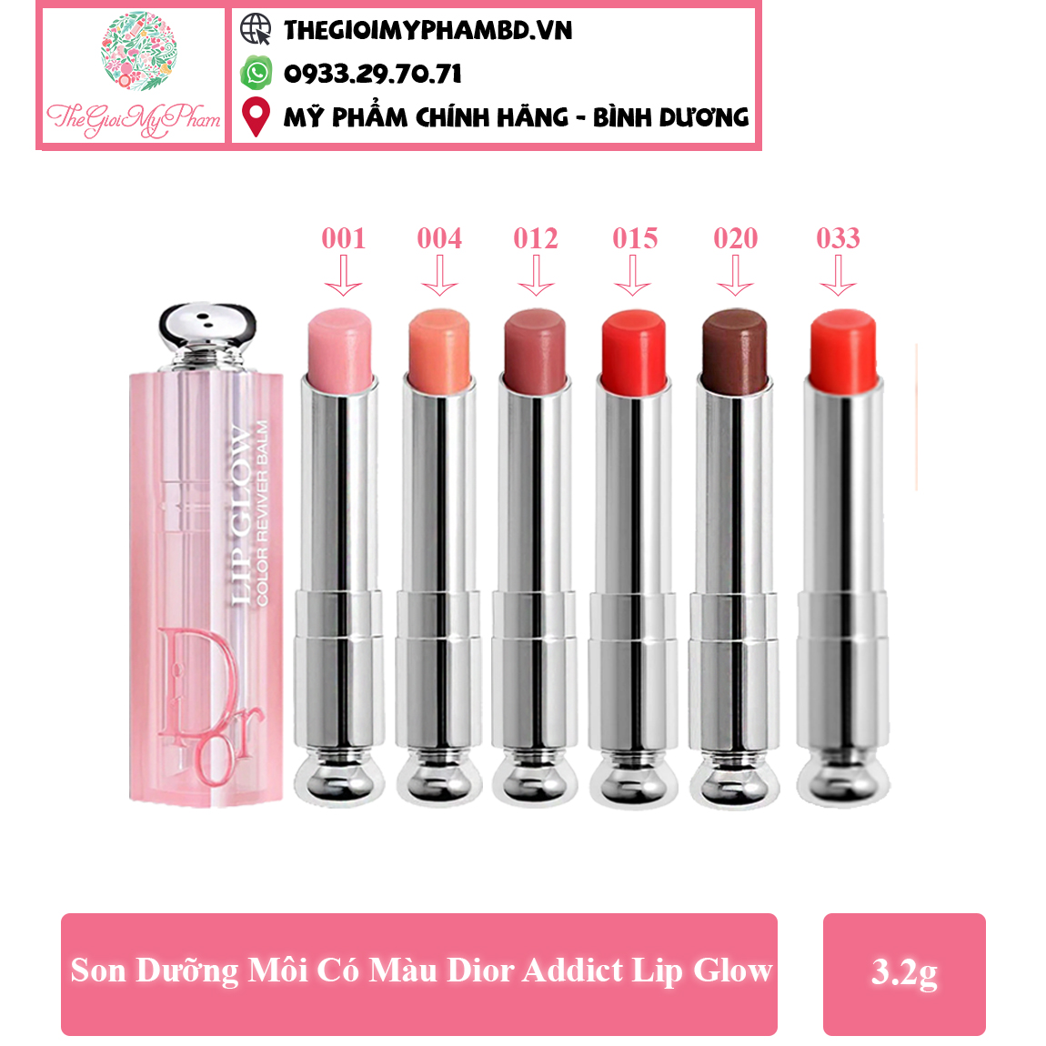 Dior - Son Dưỡng Addict Lip Glow #015 Cherry (Mẫu Mới Vỏ Xanh) - Ko Tđ ...