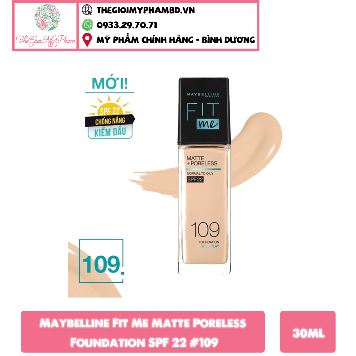 Maybelline - Nền Fit Me Matte+Poreless #109Kem Nền Maybelline Fit Me Matte Poreless Foundation ...