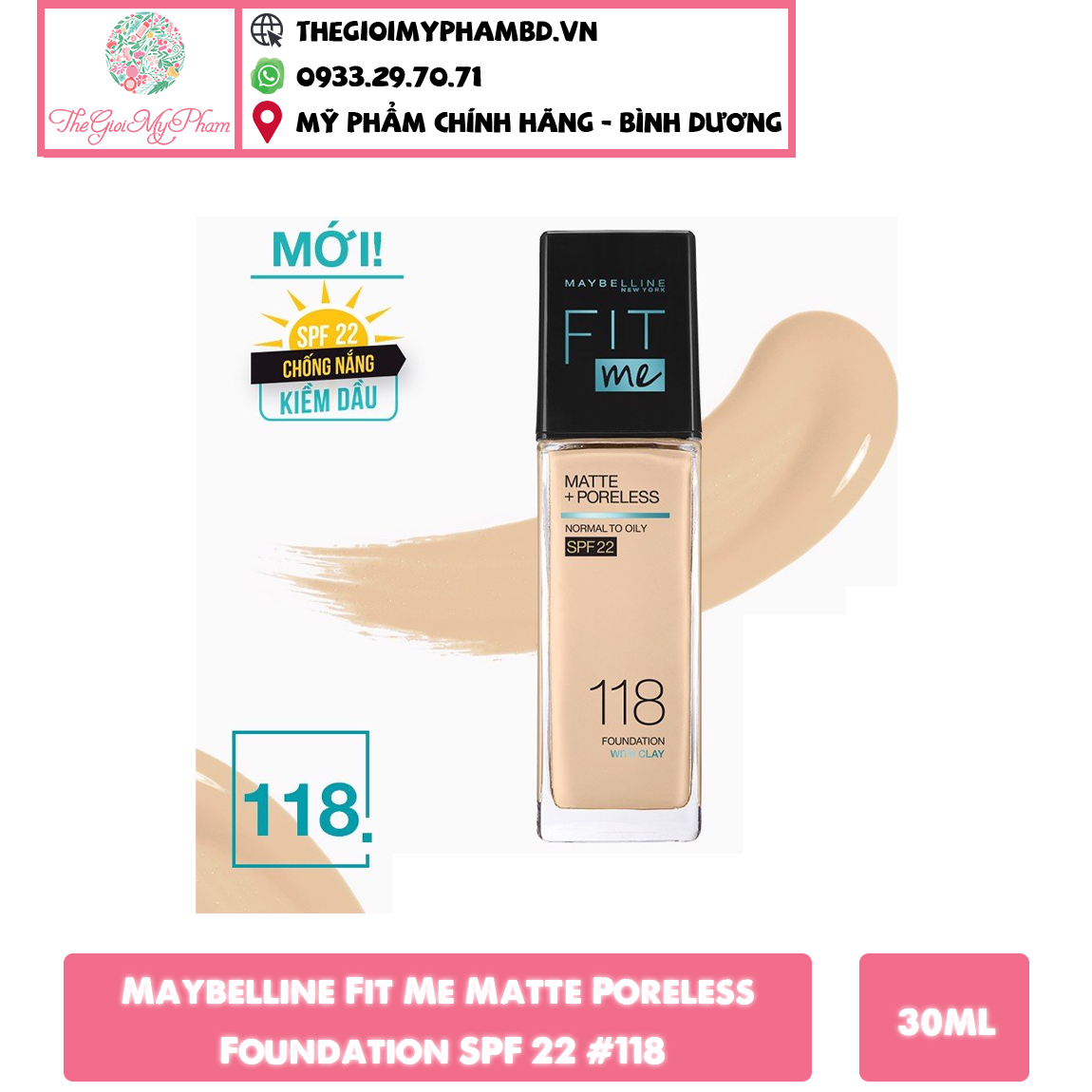 Maybelline - Nền Fit Me Matte+Poreless #118Kem Nền Maybelline Fit Me ...