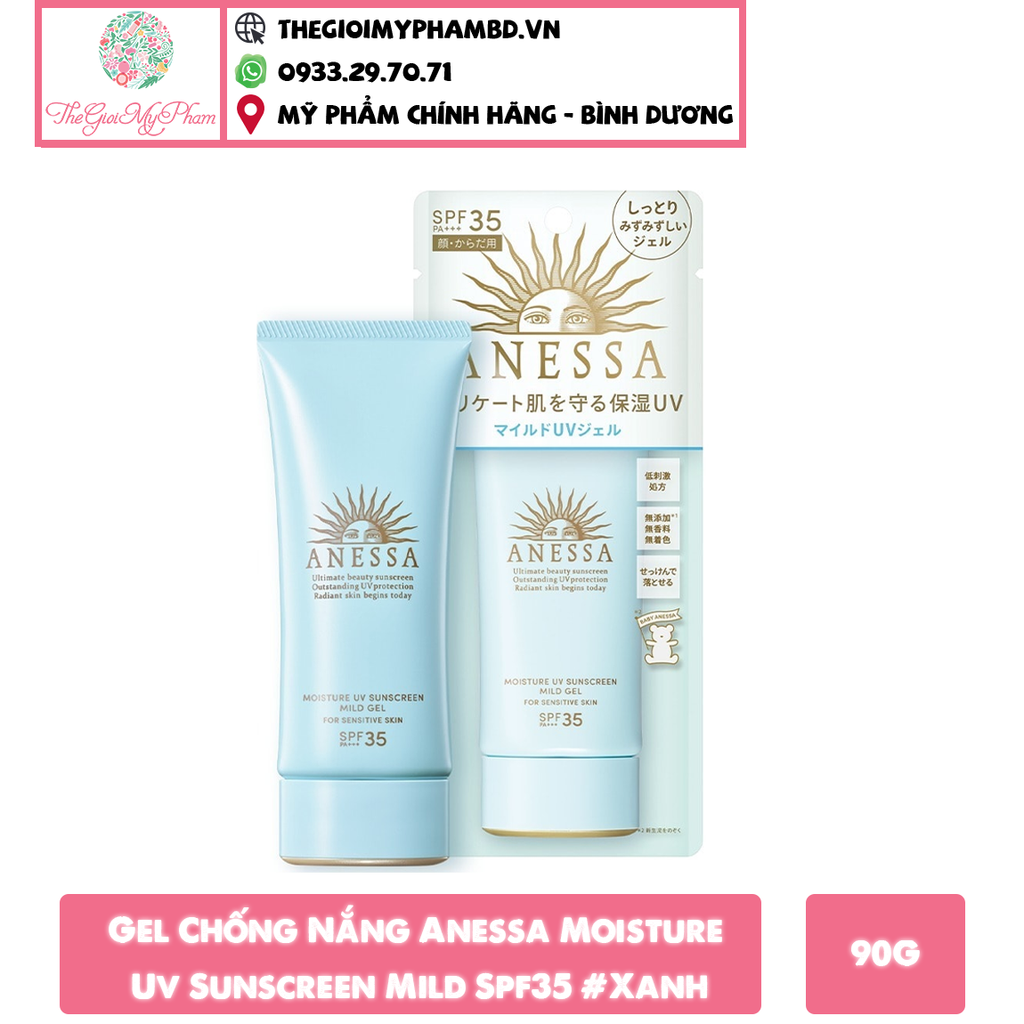 Gel Chống Nắng Anessa 90g (tuýp xanh)Gel Chống Nắng Anessa Dạng Moisture Uv Sunscreen Mild Spf35 ...