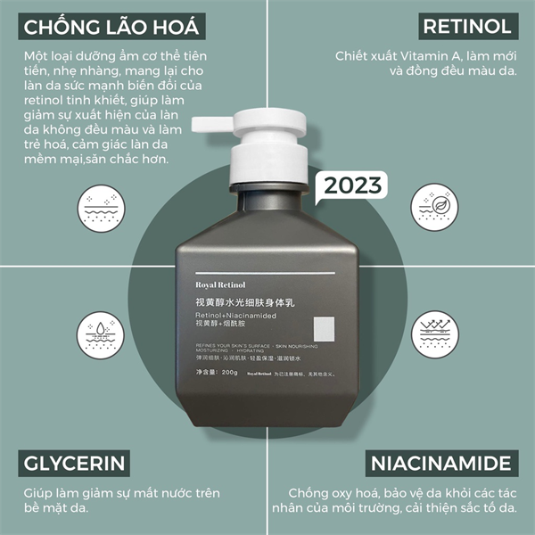 Kem Ủ Kích Trắng Body Royal Retinol B22 The Matrix Retinol 1.5% 200g Mẫu MớiRoyal Retinol B22 ...