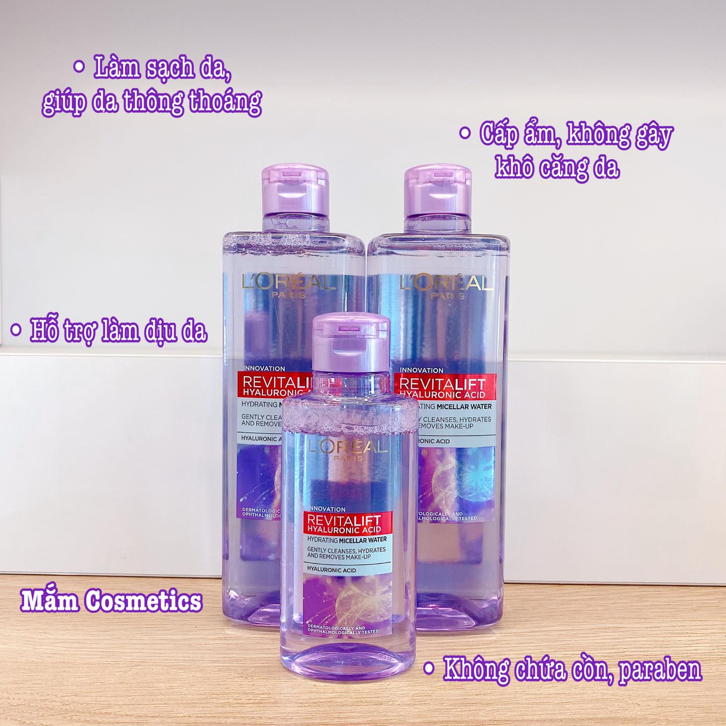 Nước Tẩy Trang L'Oreal Micellar Water Hyaluronic Acid 400ml (Tím)Nước Tẩy Trang L'Oreal Micellar ...