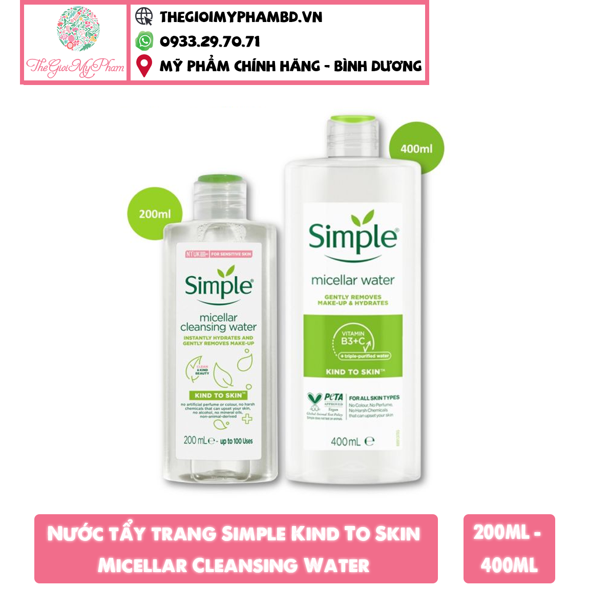 Tẩy Trang Simple Kind To Skin 400mlTẩy Trang Simple Kind To Skin 400ml ...