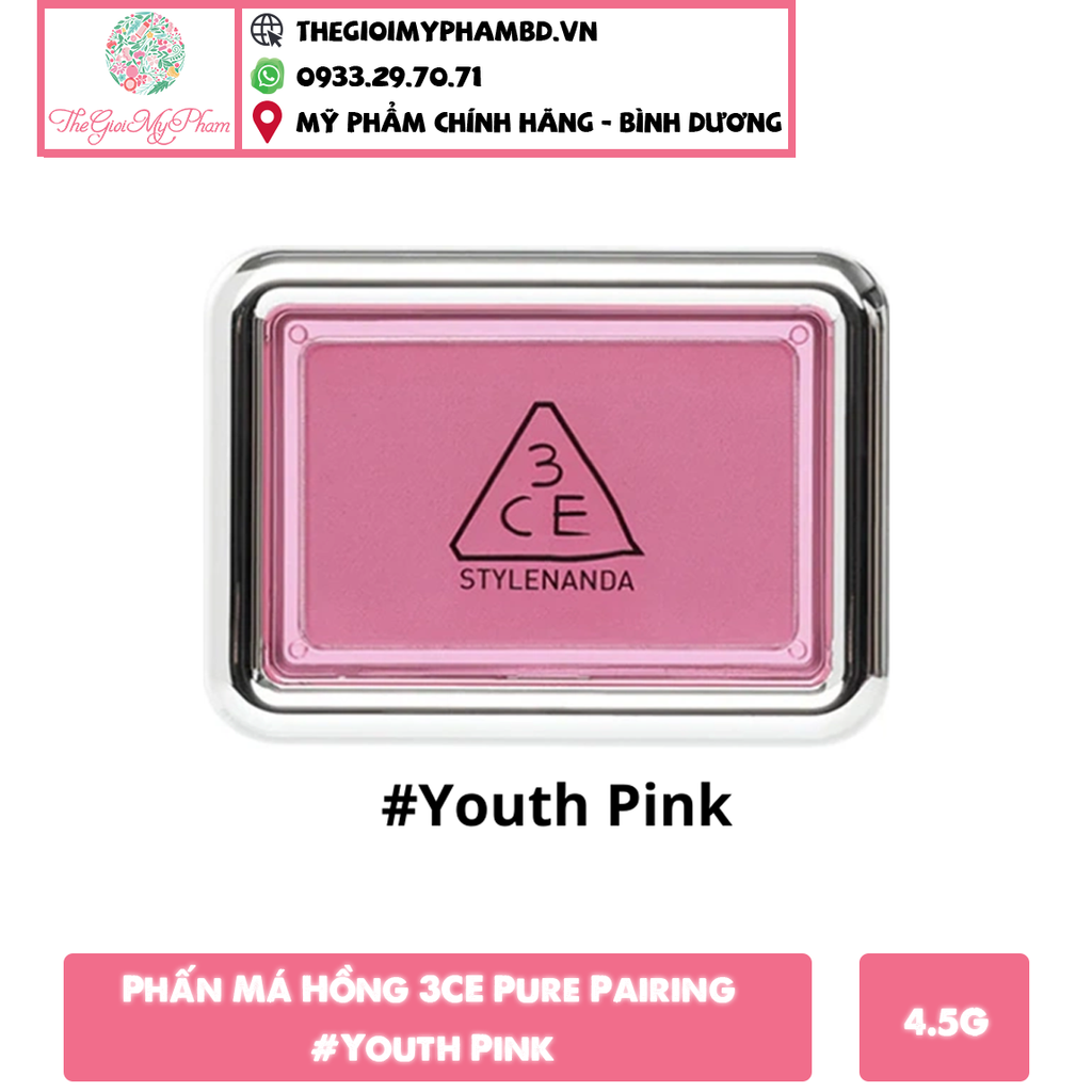 Phấn Má Hồng 3CE Pure Pairing #Youth PinkPhấn Má Hồng 3CE Pure Pairing #Youth Pink – Thế Giới Mỹ ...