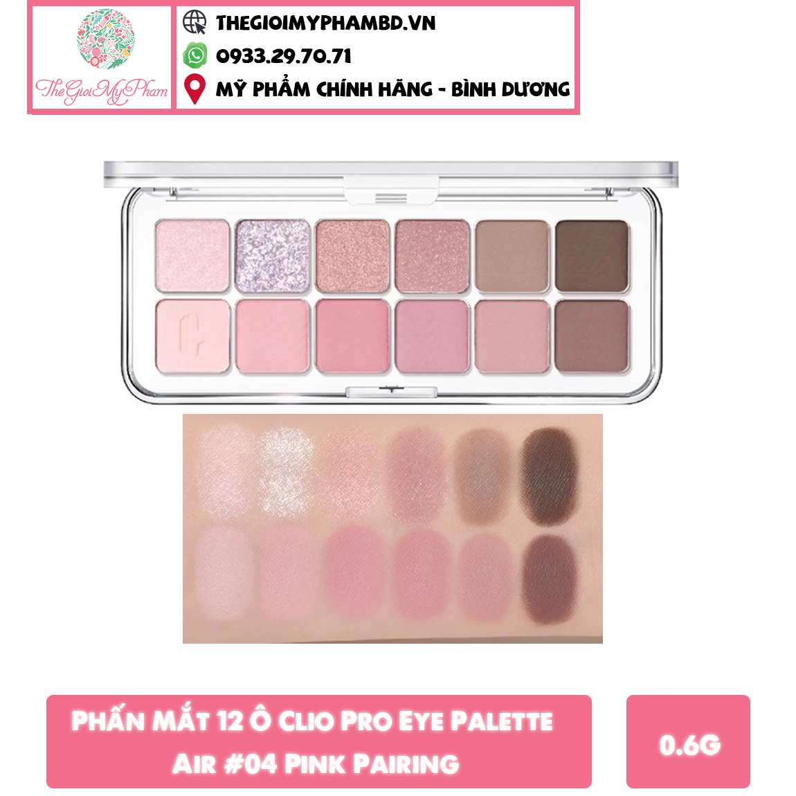 Phấn Mắt 12 Ô Clio Pro Eye Palette Air #04 Pink PairingPhấn Mắt 12 Ô ...