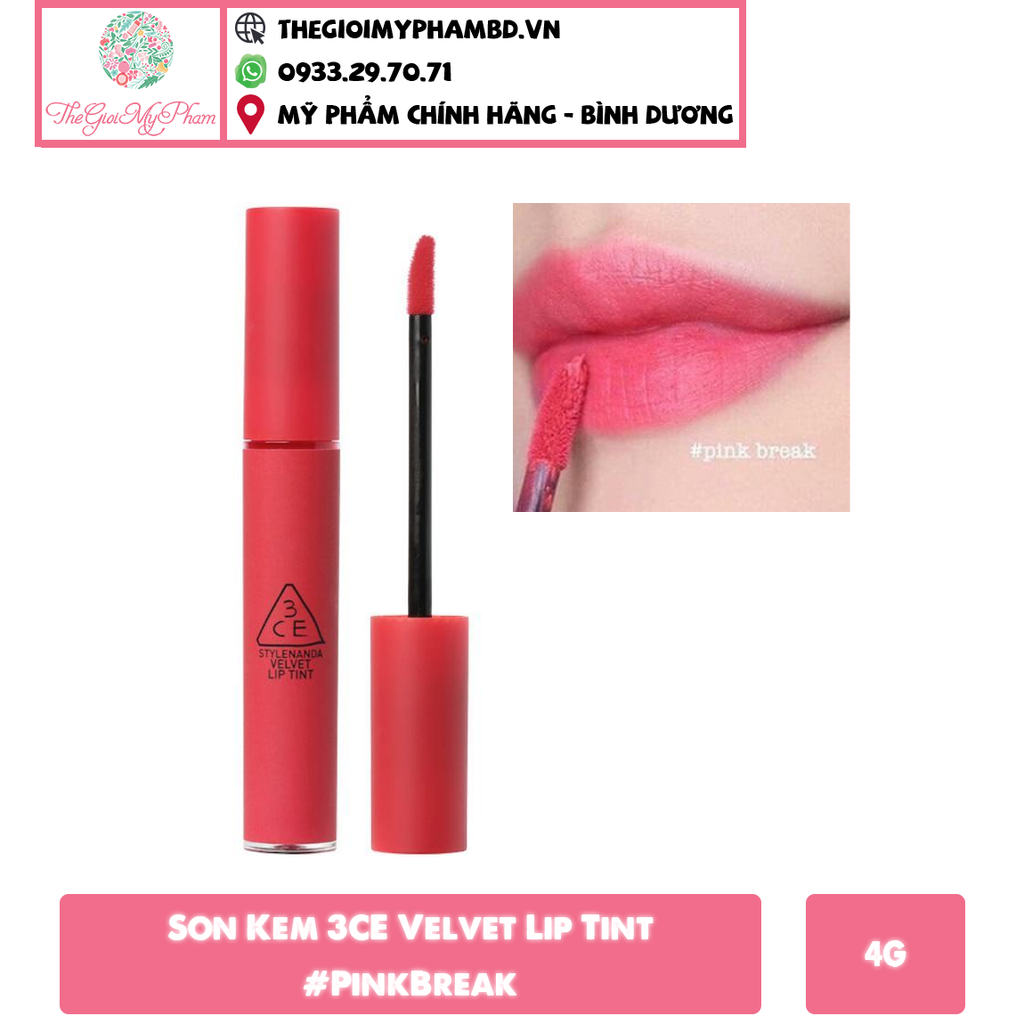 Son 3CE Velvet Lip Tint #PinkBreak[KTD] Son 3CE Velvet Lip Tint # ...