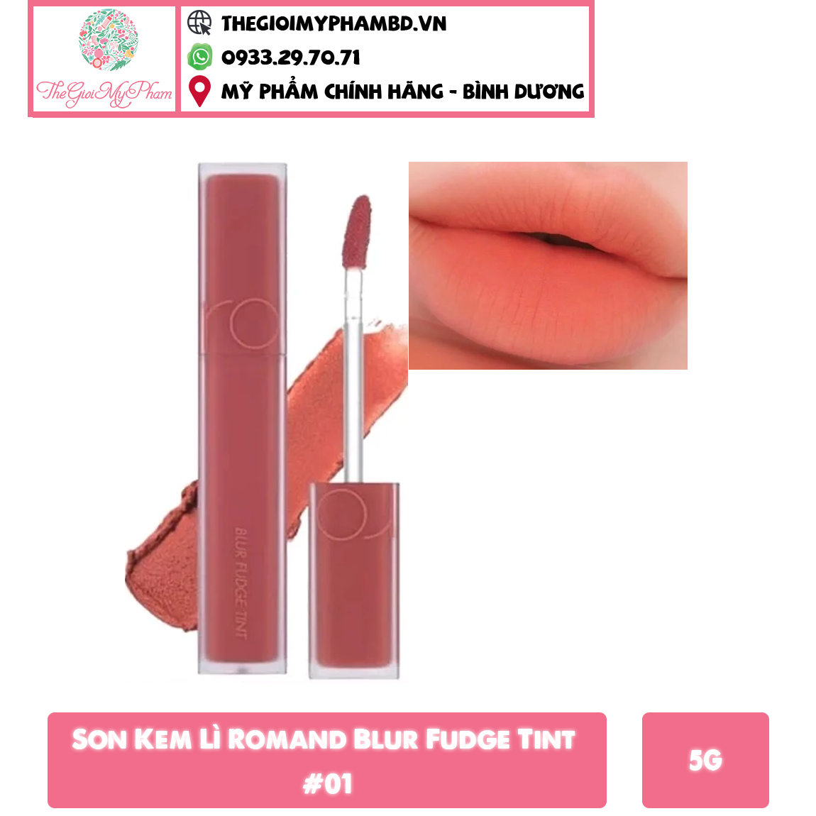 Son Kem Lì Romand Blur Fudge Tint #01Son Kem Lì Romand Blur Fudge Tint #01 – Thế Giới Mỹ Phẩm ...