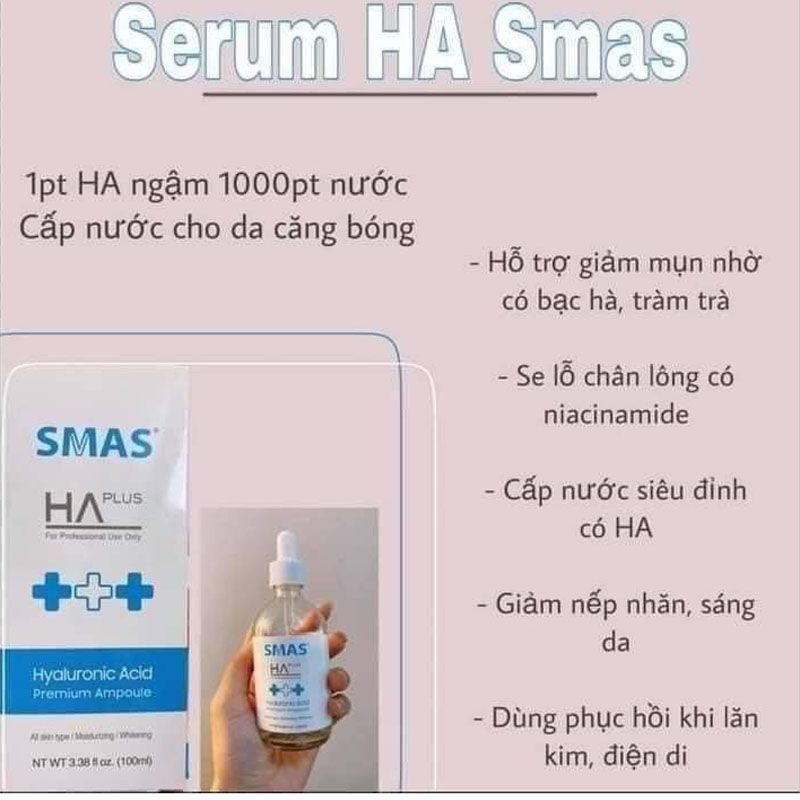 Serum Smas Hyuronic Acid Premium Ampoule 100mlSerum Dưỡng Ẩm Sáng Da Smas HA Plus Hyaluronic ...