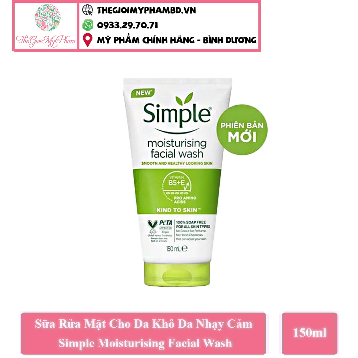 Sữa Rửa Mặt Simple Moisturising Facial Wash 150ml #TrắngSRM Simple Kind ...