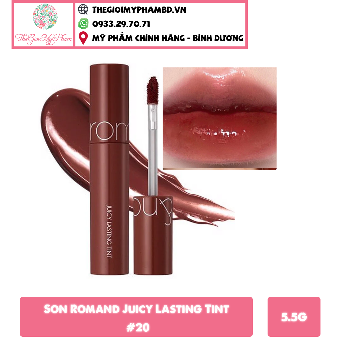 Son Romand Juicy Lasting Tint #20Son Romand Juicy Lasting Tint #20 – Thế Giới Mỹ Phẩm Bình Dương