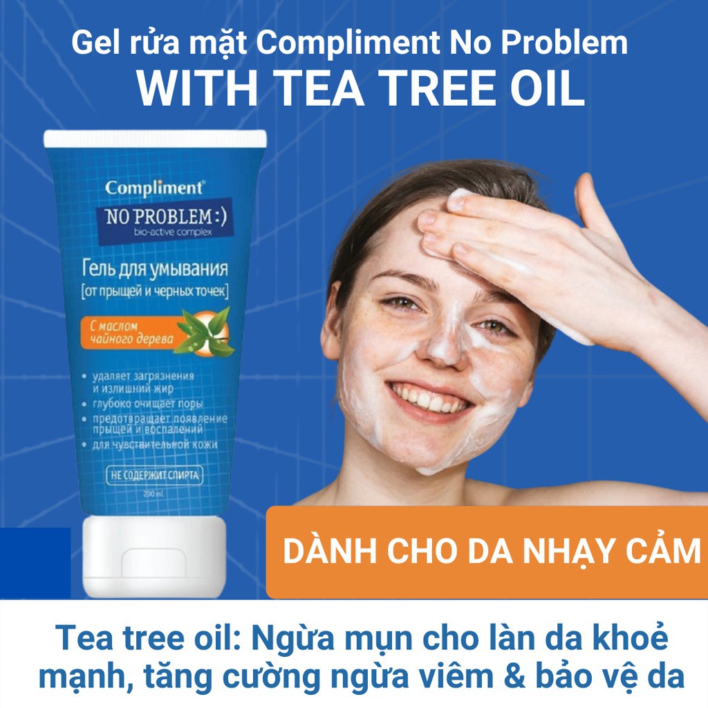 Gel Rửa Rửa Mặt Giảm Mụn Compliment No Problem BHA + Tea Tree 200mlGel ...