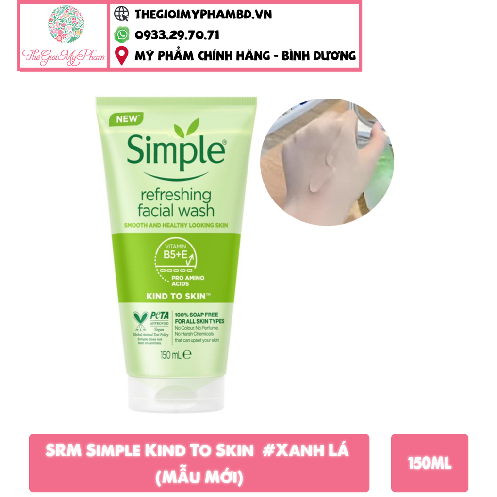SRM Simple Kind To Skin 150ml #Xanh Lá (Mẫu Mới)SRM Simple Kind To Skin 150ml #Xanh Lá (Mẫu Mới ...
