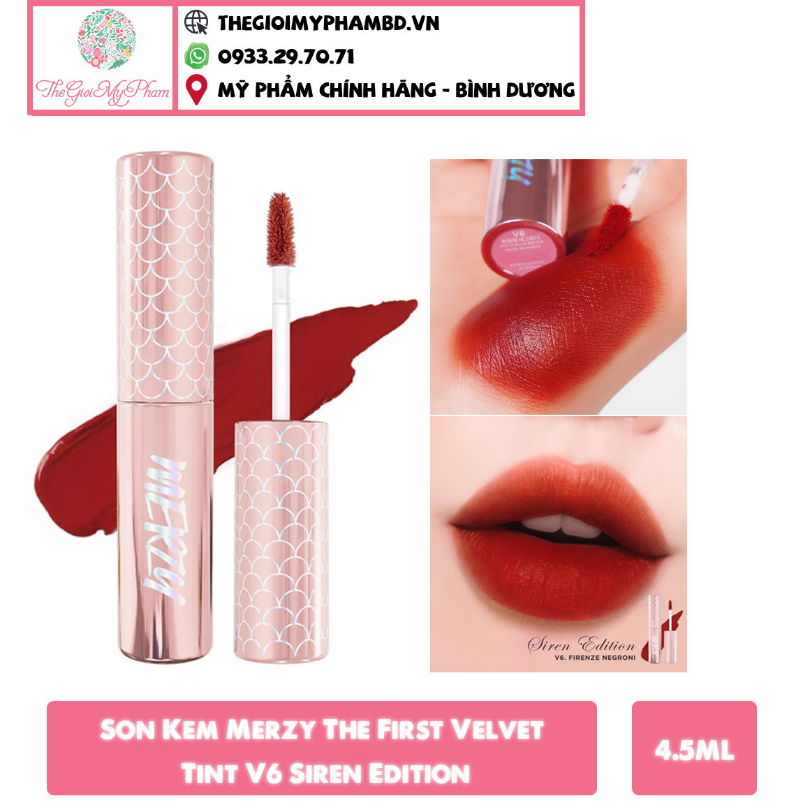 Son Kem Lì Merzy The First Velvet Tint (Ver Siren) #V6 Firenze ...