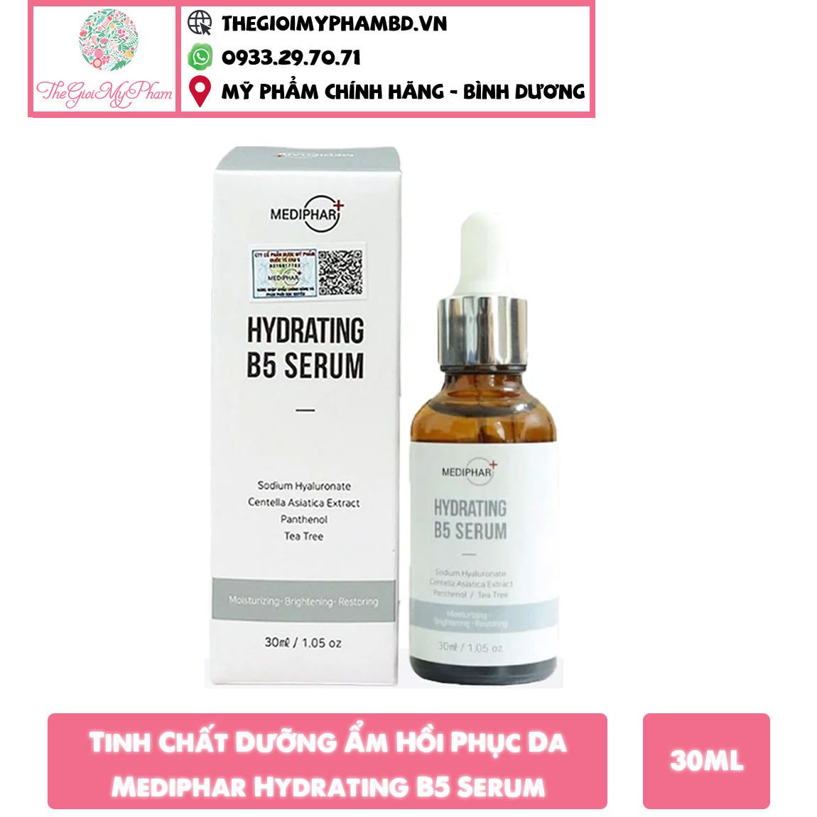 Serum Mediphar Hydrating B5 30mlTinh Chất Dưỡng Ẩm Hồi Phục Da Mediphar Hydrating B5 Serum 30ml ...