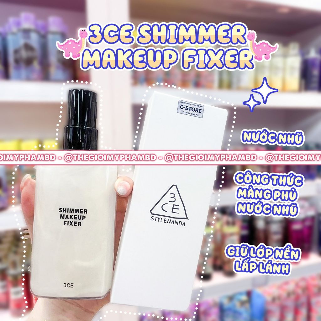 Xịt Khóa Nền Trang Điểm 3CE Shimmer Makeup Fixer 95ml (Có Nhũ)3CE - Xịt Khóa Nền Trang Điểm 3CE ...