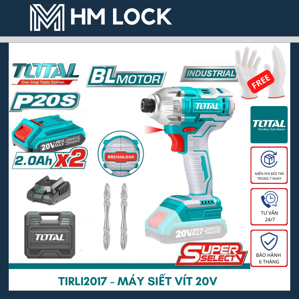 MÁY SIẾT BULOONG DÙNG PIN 20V TOTAL 300N.M - MOTOR KHÔNG CHỔI THAN - 2