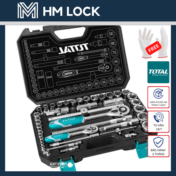 BỘ TUÝP 1/2" & 1/4" 44 CHI TIẾT TOTAL - HÀNG CHÍNH HÃNG - THT421441
