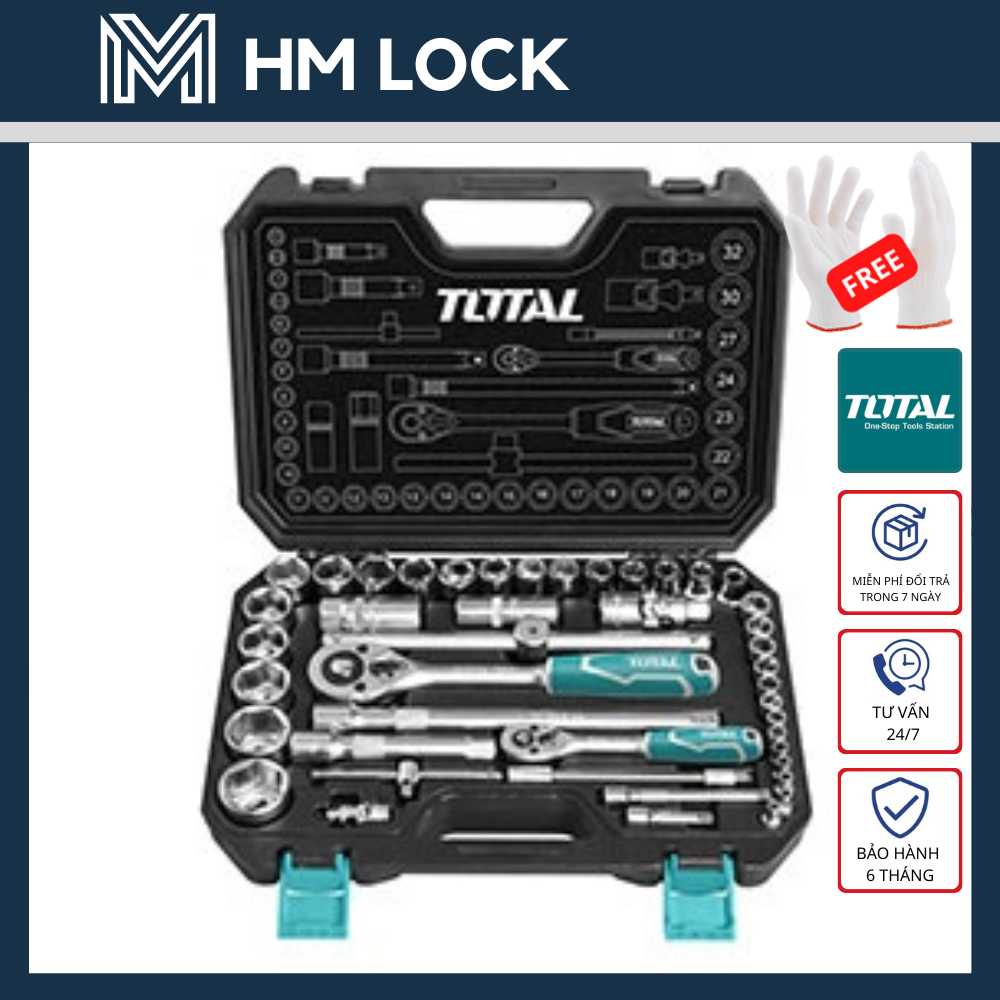 BỘ TUÝP 1/2" & 1/4" 44 CHI TIẾT TOTAL - HÀNG CHÍNH HÃNG - THT421441