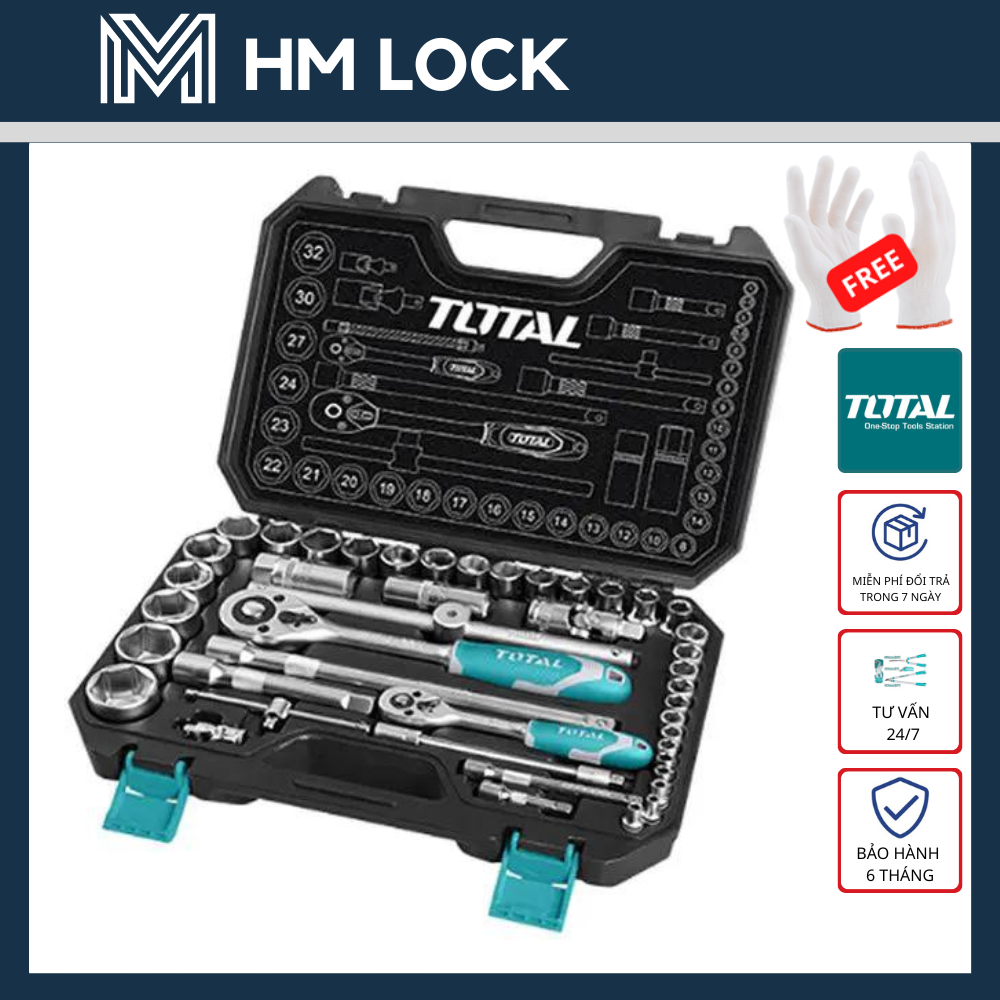 BỘ TUÝP 1/2" & 1/4" 44 CHI TIẾT TOTAL - HÀNG CHÍNH HÃNG - THT421441