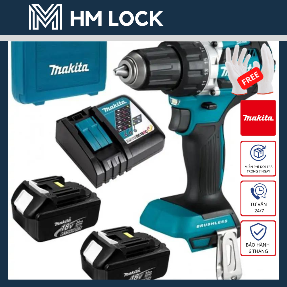 MÁY KHOAN VẶN VÍT DÙNG PIN MAKITA DDF484RFE (SẠC NHANH(DC18RC), 2 PIN