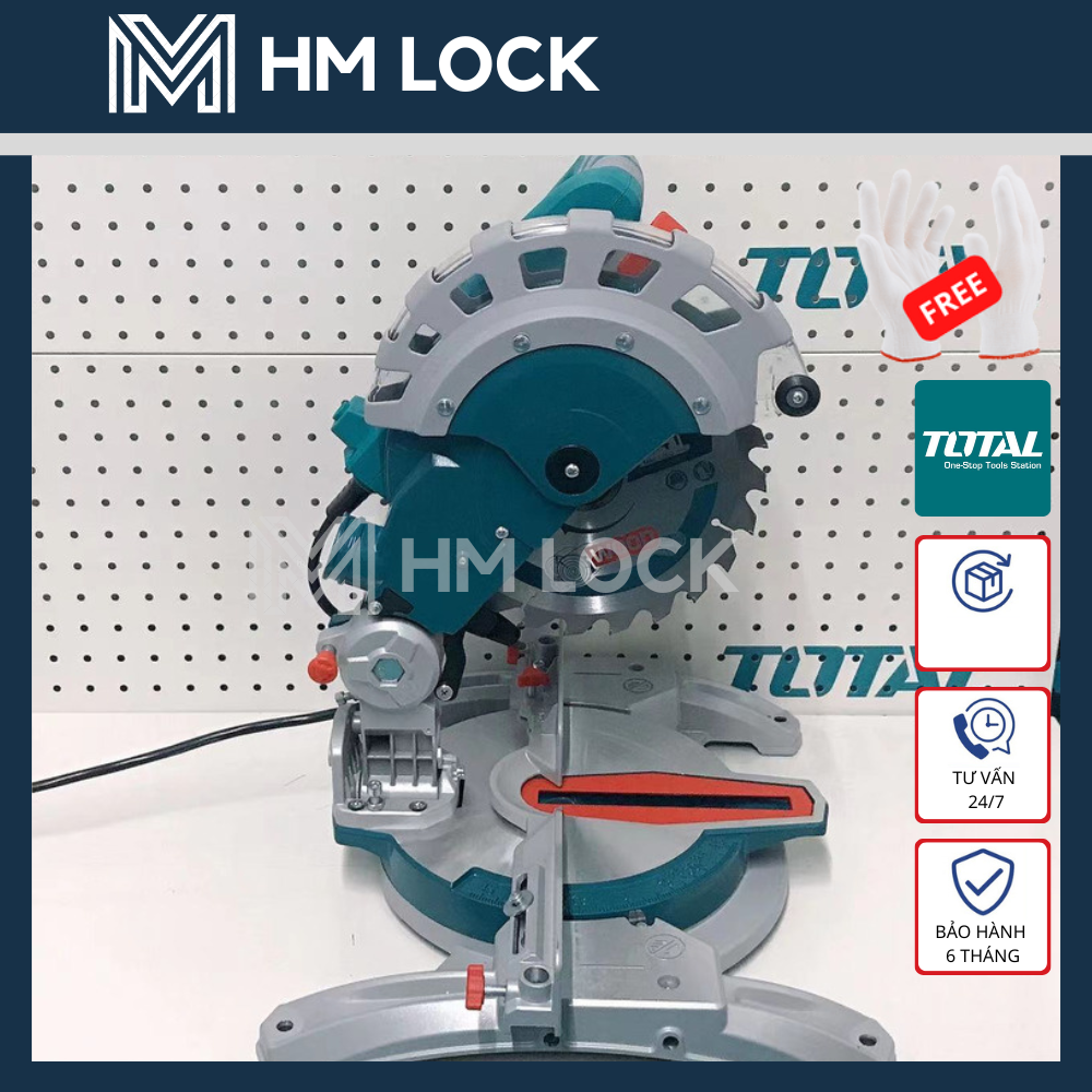 MÁY CẮT NHÔM 1400W TOTAL 210MM - KÈM 1 LƯỠI CƯA TCT, 1 BỘ THAN, 1 TÚI