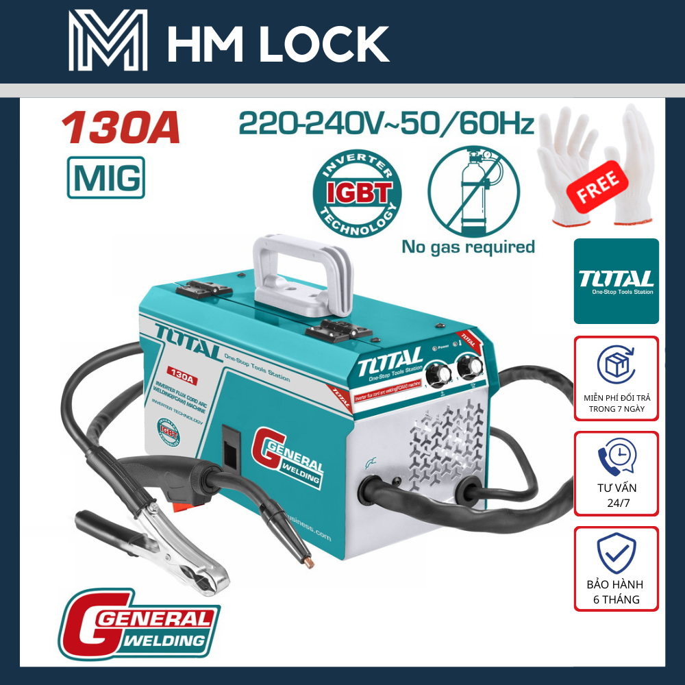 MÁY HÀN DÙNG DÂY HÀN CÓ THUỐC INVERTER 130A/33V TOTAL - HÀNG CHÍNH HÃN