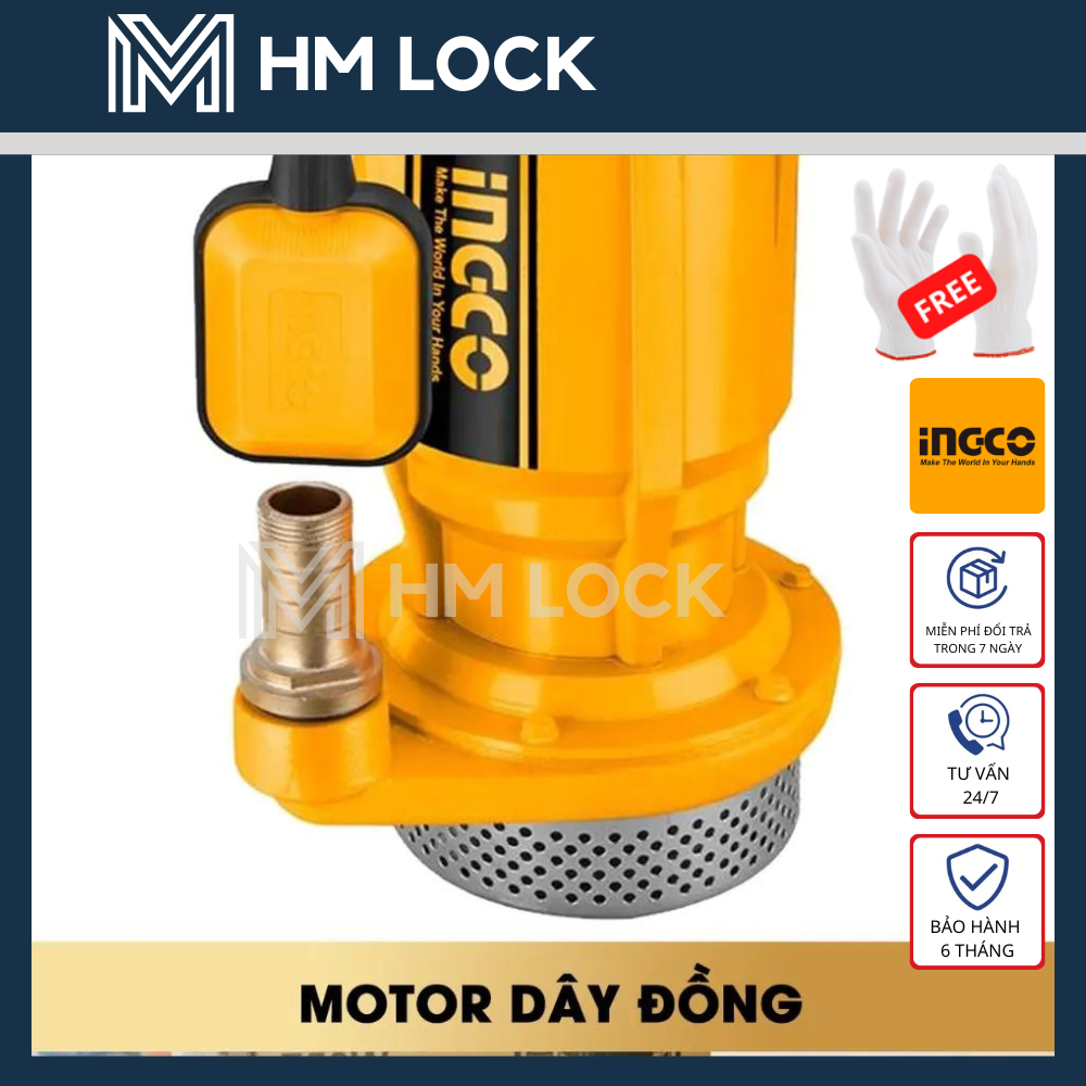550W MÁY BƠM CHÌM NƯỚC SẠCH INGCO MOTOR DÂY ĐỒNG - HÀNG CHÍNH HÃNG - S