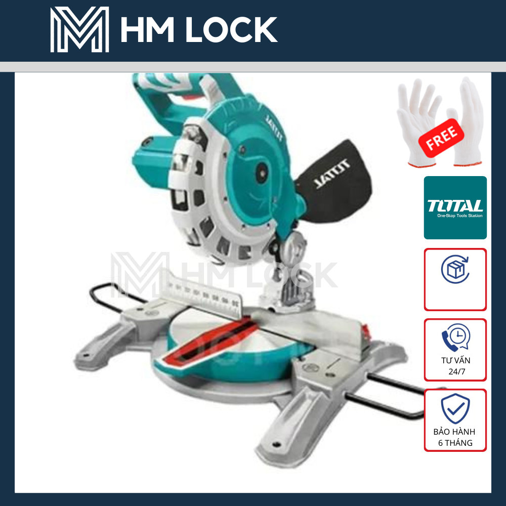 MÁY CẮT NHÔM 1400W TOTAL 210MM - KÈM 1 LƯỠI CƯA TCT, 1 BỘ THAN, 1 TÚI