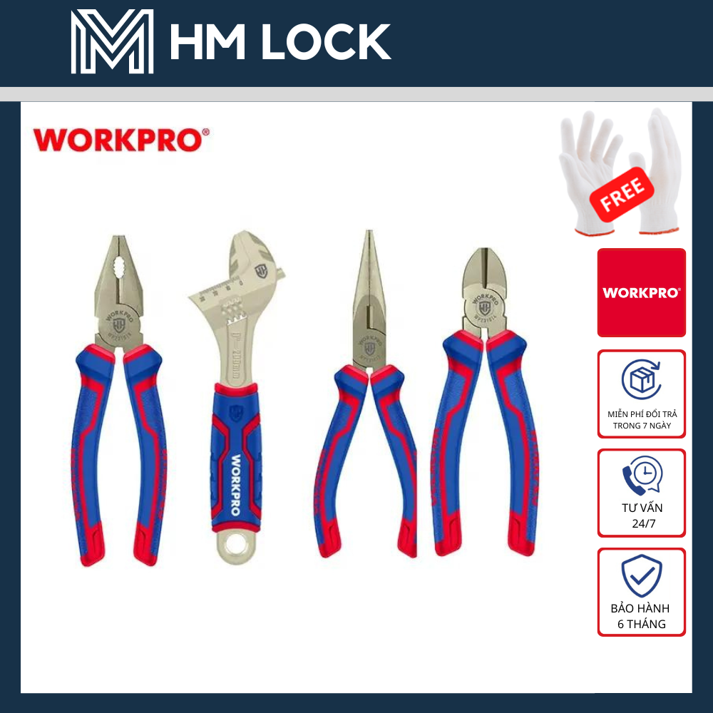 BỘ DỤNG CỤ TỔ HỢP GỒM 3 KỀM VÀ MỎ LẾT Workpro - HÀNG CHÍNH HÃNG - WP20