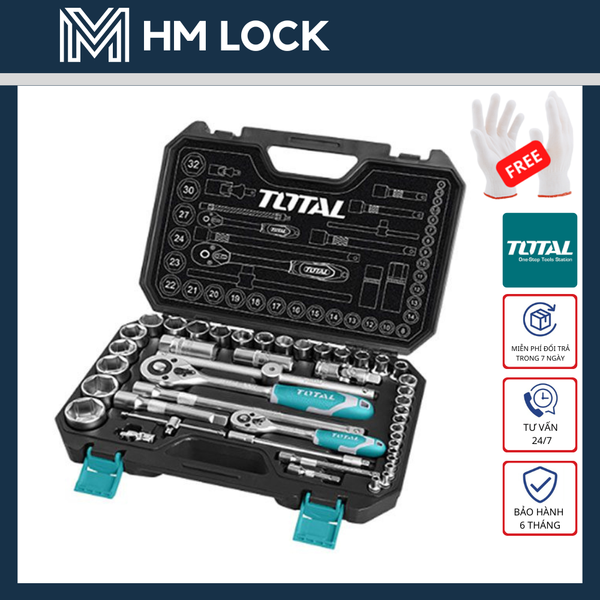 BỘ TUÝP 1/2" & 1/4" 44 CHI TIẾT TOTAL - HÀNG CHÍNH HÃNG - THT421441