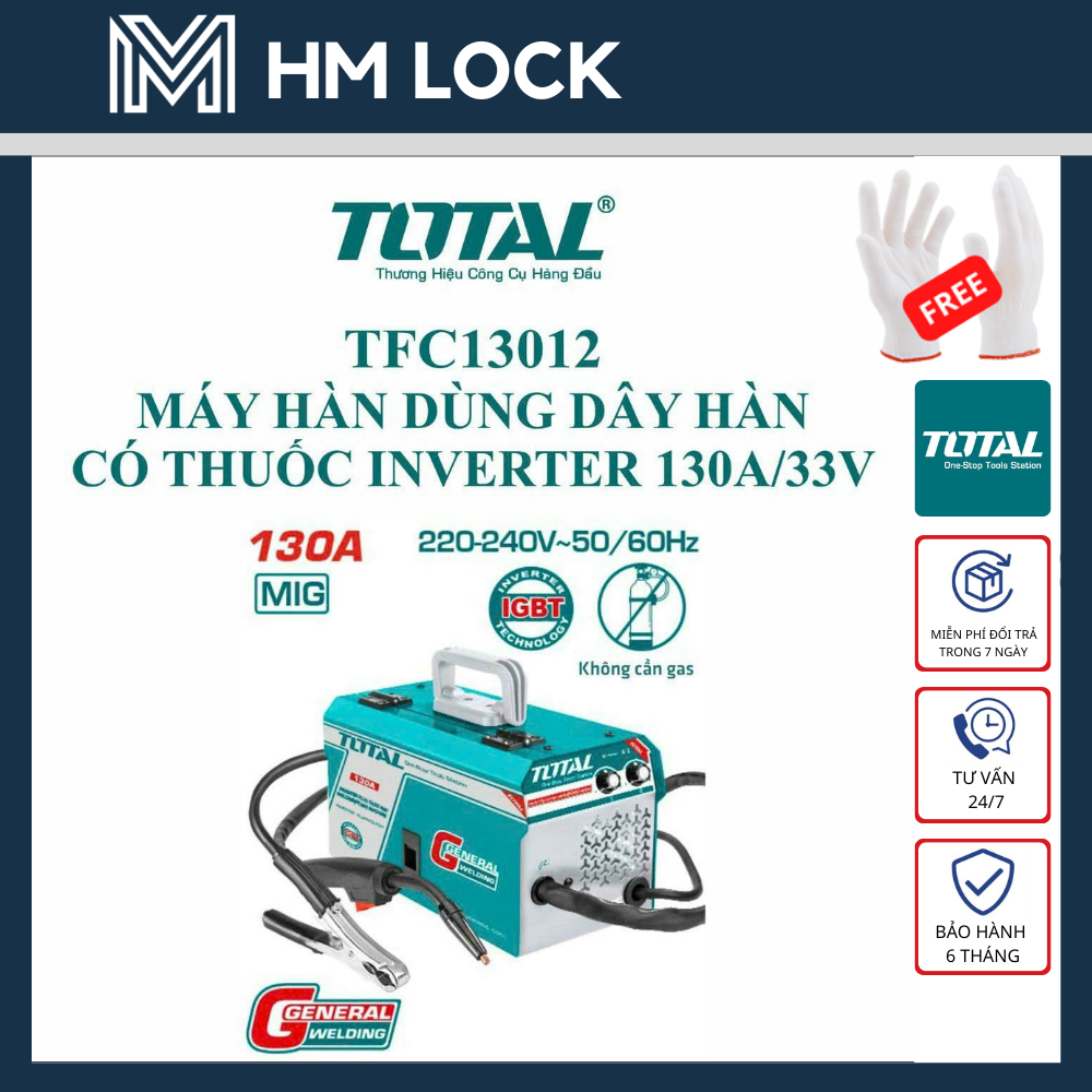 MÁY HÀN DÙNG DÂY HÀN CÓ THUỐC INVERTER 130A/33V TOTAL - HÀNG CHÍNH HÃN