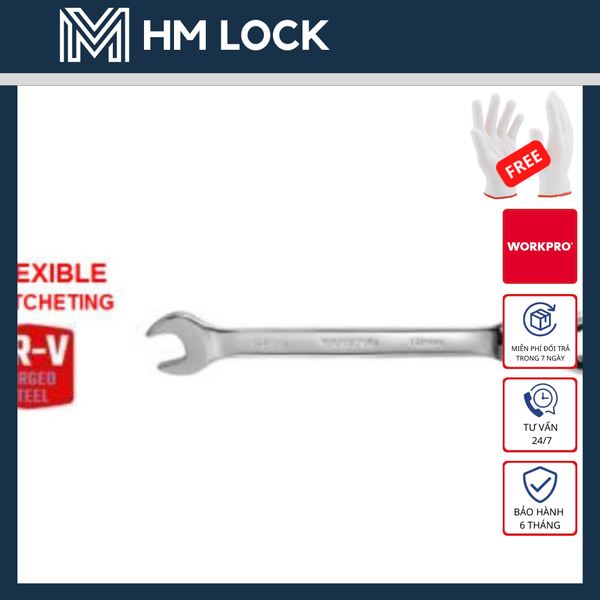 CỜ LÊ KẾT HỢP 2 ĐẦU VẶN CÓ RĂNG SIZE 8-19MM Workpro - HÀNG CHÍNH HÃNG