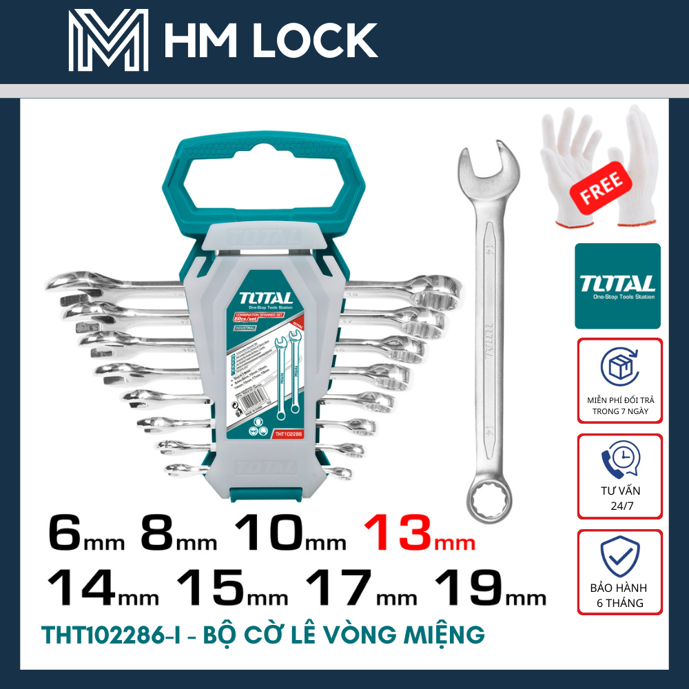 6-19MM BỘ CỜ LÊ VÒNG MIỆNG 8 MÓN TOTAL - HÀNG CHÍNH HÃNG - THT102286