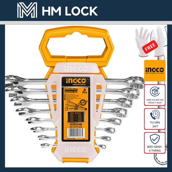 6-19mm BỘ CỜ LÊ VÒNG MIỆNG 8 CHI TIẾT INGCO - THÉP CR-V SIÊU CỨNG KHÔN