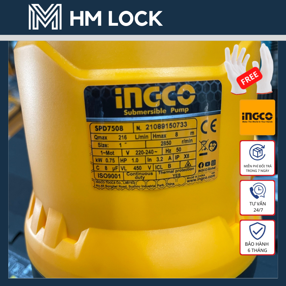 THANH LÝ MÁY BƠM CHÌM NƯỚC THẢI INGCO SPD7508 - HÀNG TRƯNG BÀY - MÁY M