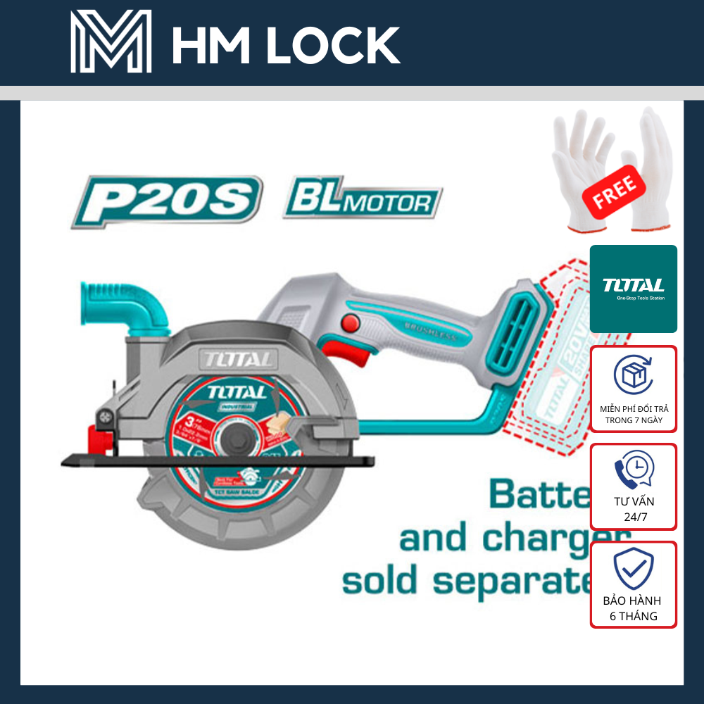 MÁY CƯA ĐĨA TRÒN DÙNG PIN LITHIUM-ION 20V (KHÔNG KÈM PIN & SẠC) TOTAL