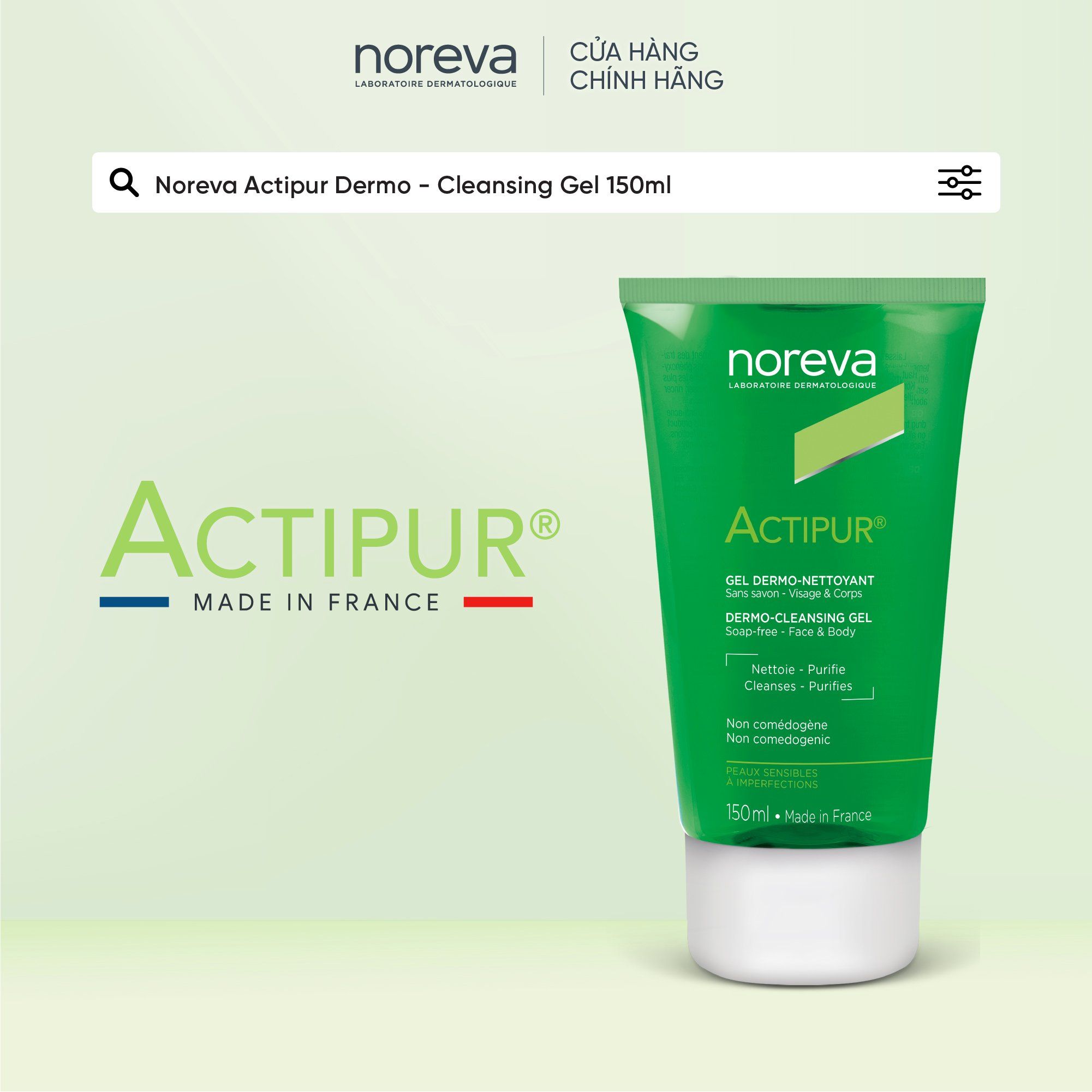 Gel rửa mặt sạch sâu dịu nhẹ dành cho da dầu mụn Noreva Actipur Dermo ...