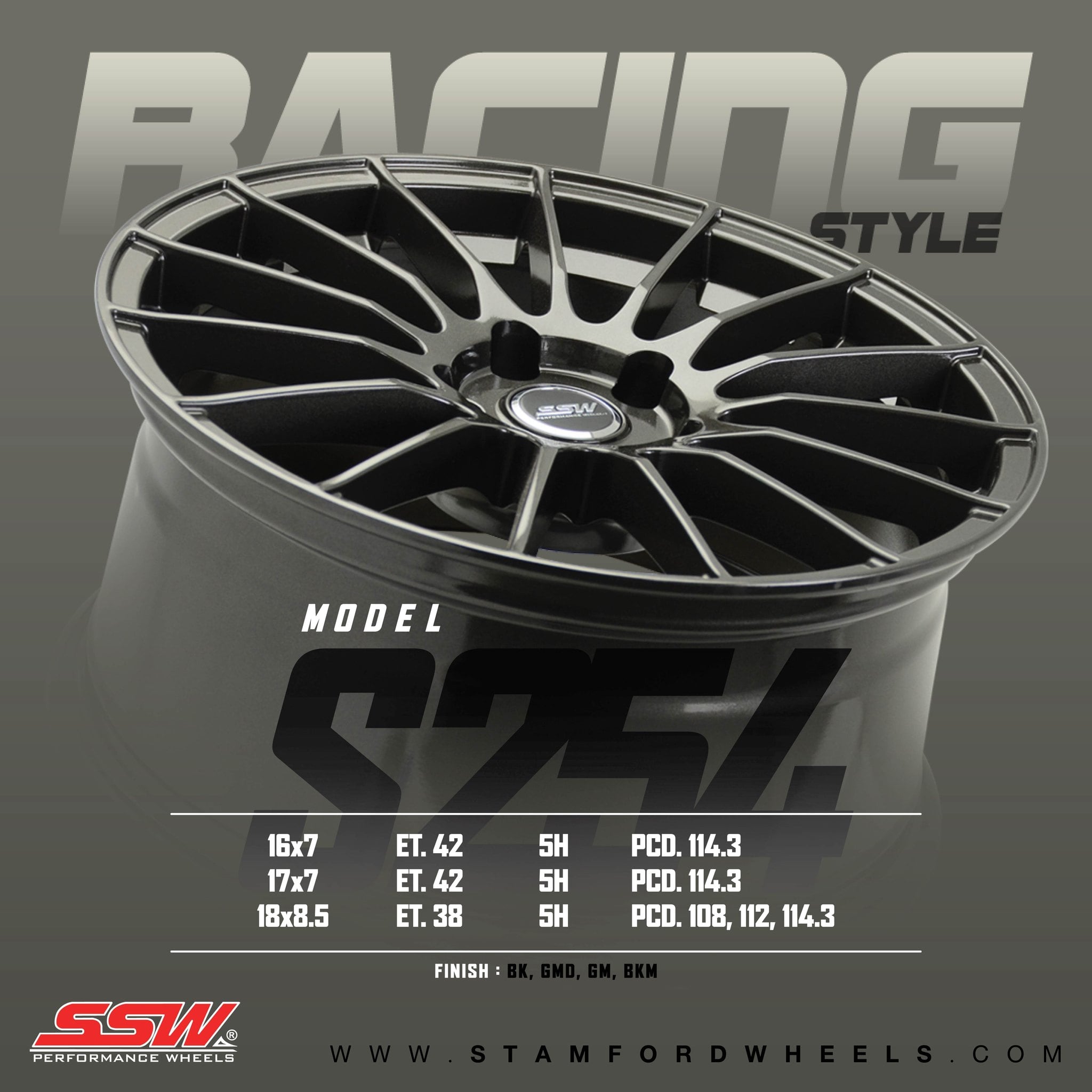 Mâm xe SSW S254 18 inch 5x114.3 dành cho các dòng xe Kia, Hyundai, Toy